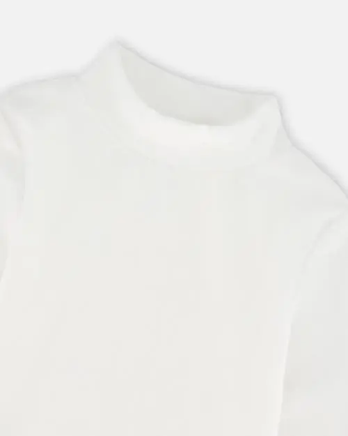 DEUX PAR DEUX Ribbed Mock Neck Top - White