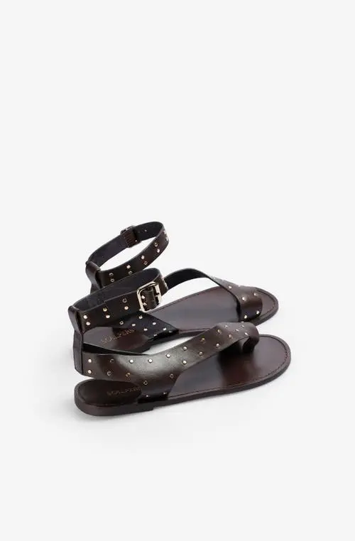 SCALPERS Atenas Studded Leather Sandals - Brown