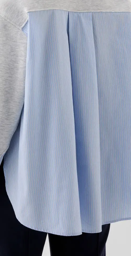 SCALPERS Cotton-blend Sweatshirt With Striped Shirt Back
