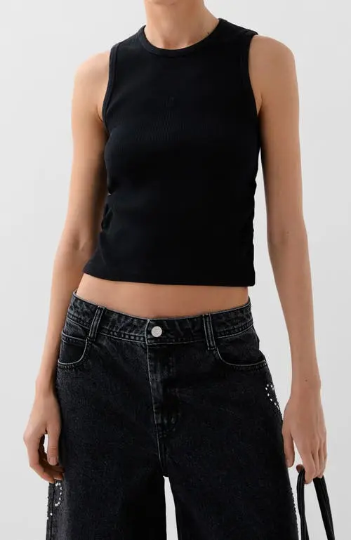 SCALPERS Rib Gather Side Tee - Black