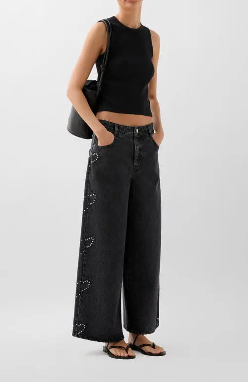 SCALPERS Rib Gather Side Tee - Black