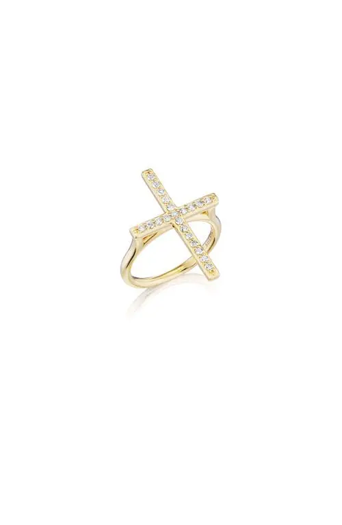 Sheryl Lowe Diamond Cross Cathedral Ring - 14kt Yellow Gold