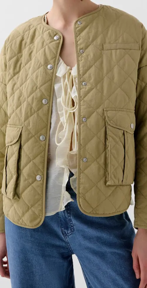 SCALPERS Quilted Puffer Jacket - Lightkhaki