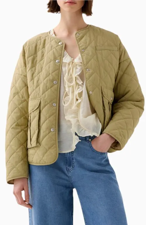 SCALPERS Quilted Nylon Jacket - Lightkhaki