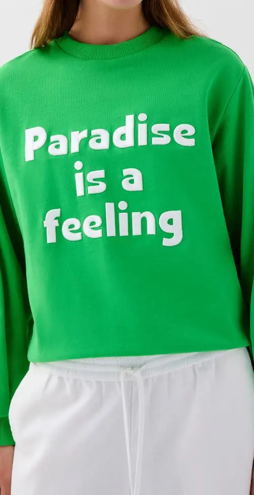 SCALPERS Cotton Sweatshirt With Pleated Sleeves And Front Print - Green