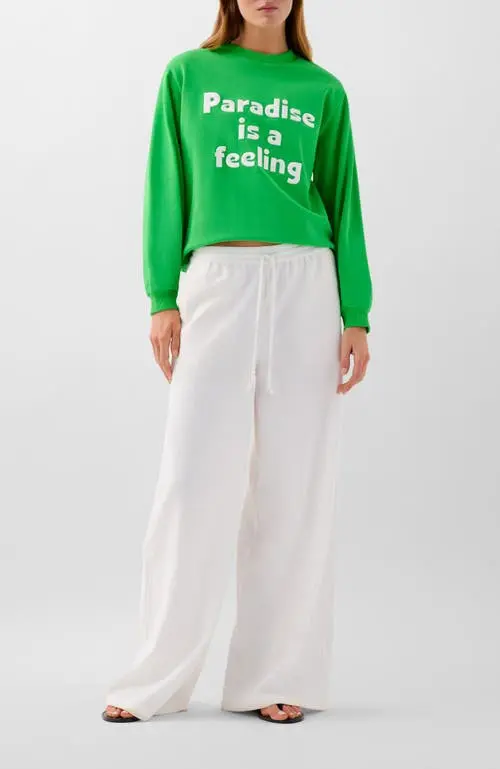 SCALPERS Cotton Sweatshirt With Pleated Sleeves And Front Print - Green