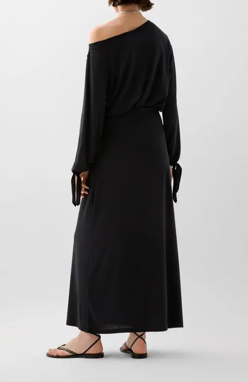 SCALPERS Tie Detail Midi Skirt - Black