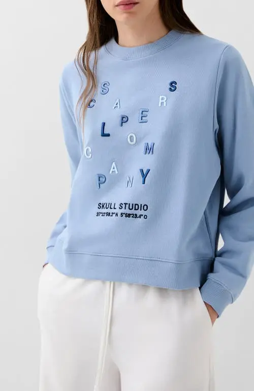 SCALPERS Multiletter Embroidered Sweater - Lightblue