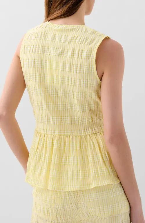 SCALPERS Sleeveless Gingham Print Top With Front Ties - Lightyellow