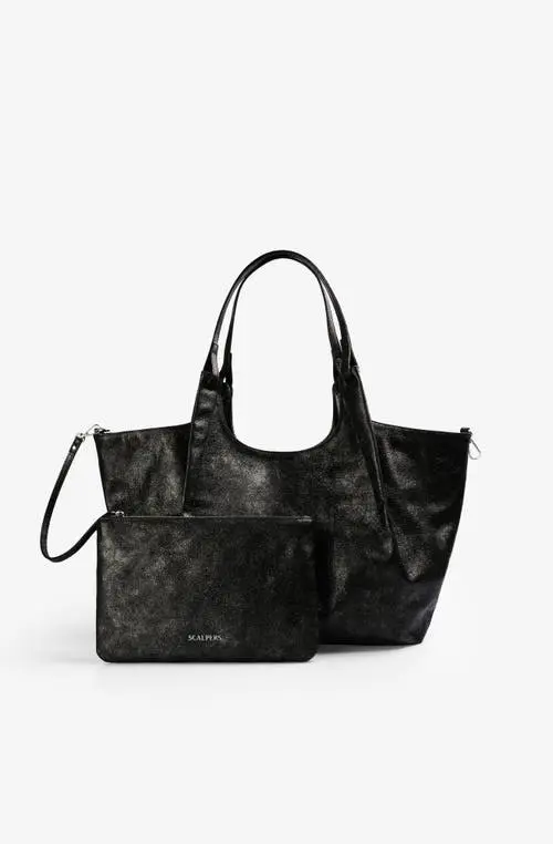 SCALPERS Cotton Shopper Bag With Glitter Finish