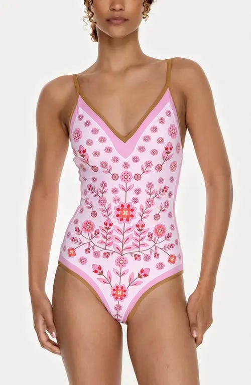 JESSIE ZHAO NEW YORK Garden Reversible V-neck One-piece Swimsuit - Pink