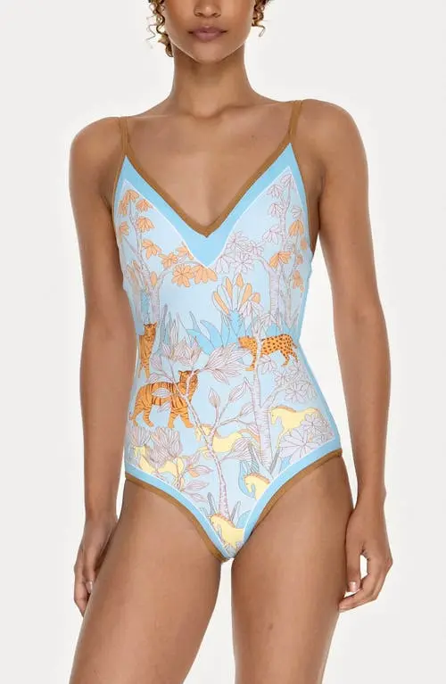 JESSIE ZHAO NEW YORK Jungle Adventure Reversible One-piece Swimsuit - Blue