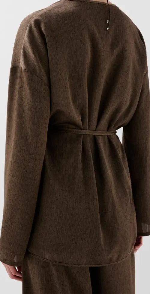 SCALPERS Asymmetrical V-neck Kaftan With Drawstring Waist - Khaki