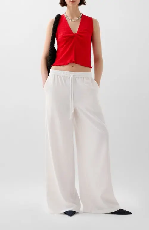 SCALPERS Sleeveless V-neck Knot Detail Top - Red