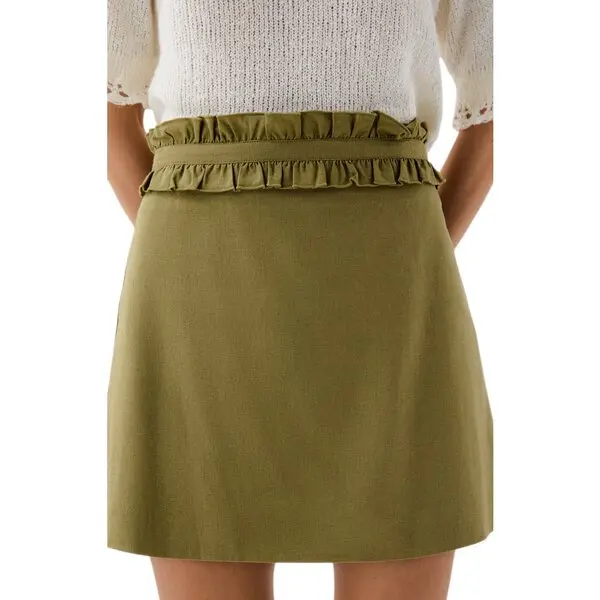 SCALPERS Ruffle Hem Linen Mini Skirt