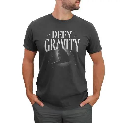 WICKED Defy Gravity Witch Hat Graphic T-shirt - Charcoal