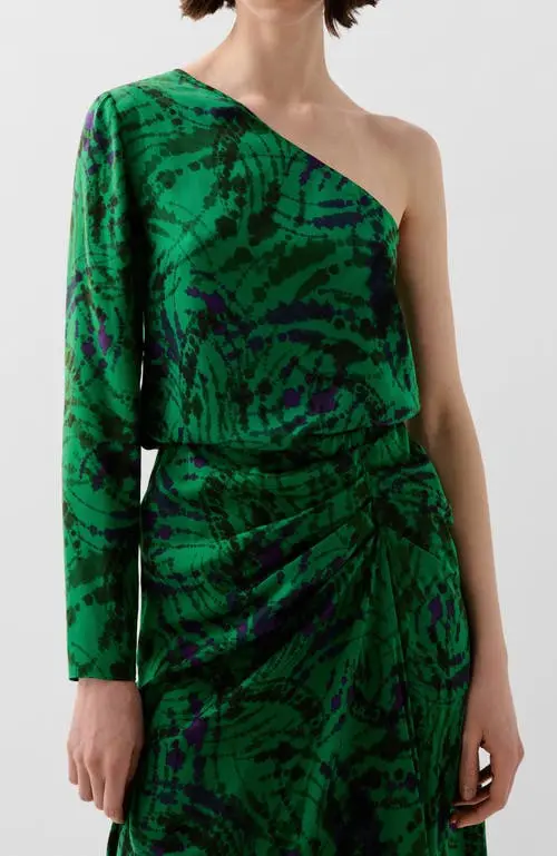 SCALPERS Printed Asymmetrical One-shoulder Blouse - Green