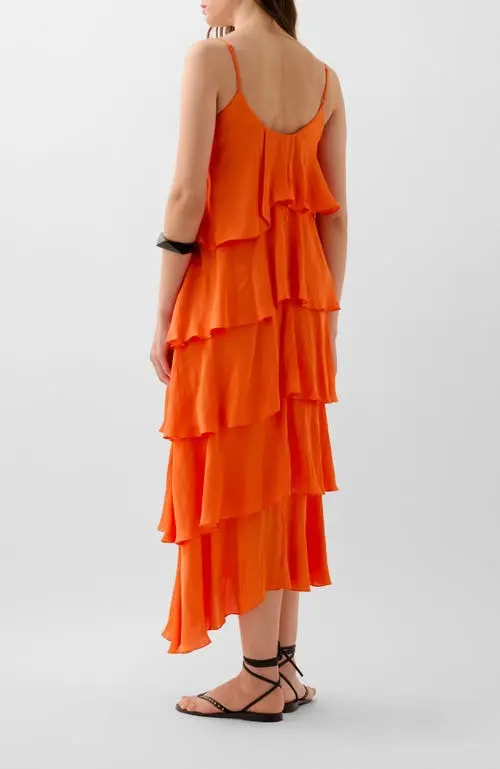 SCALPERS Ruffled Asymmetrical Hem Slip Dress
