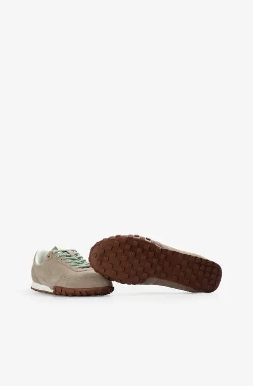 SCALPERS Suede Sneakers With Skull Logo Detail - Camel