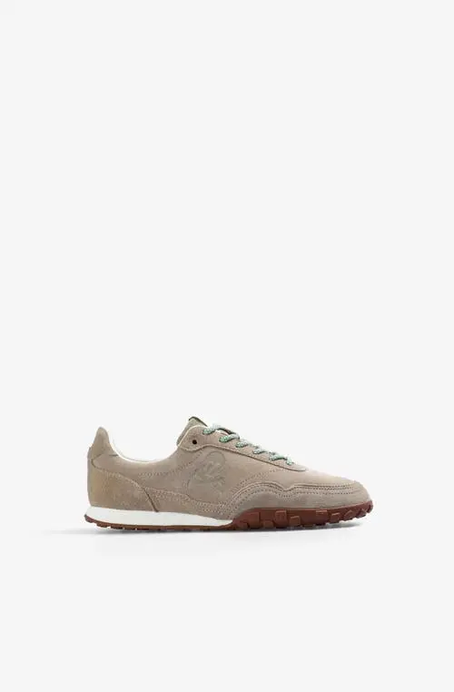 SCALPERS Suede Sneakers With Skull Logo Detail - Camel