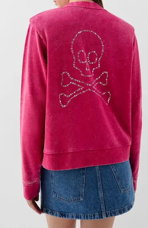 SCALPERS Padded Marble Long-sleeve Cotton Sweatshirt - Fucsia