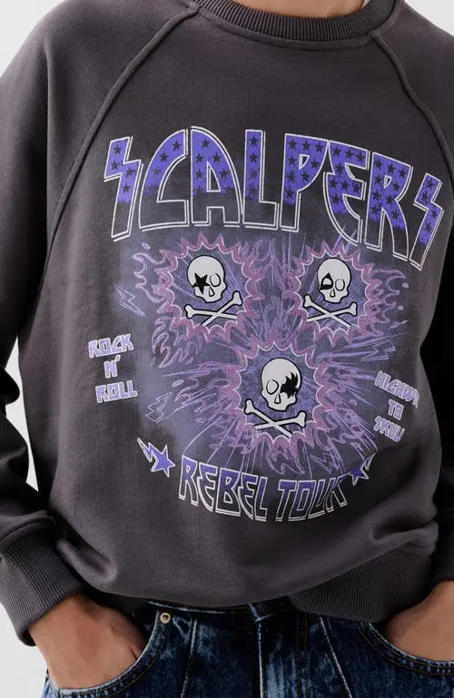 SCALPERS Skull Print Cotton Sweatshirt