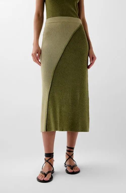 SCALPERS Lurex Duo Knit Skirt - Khaki