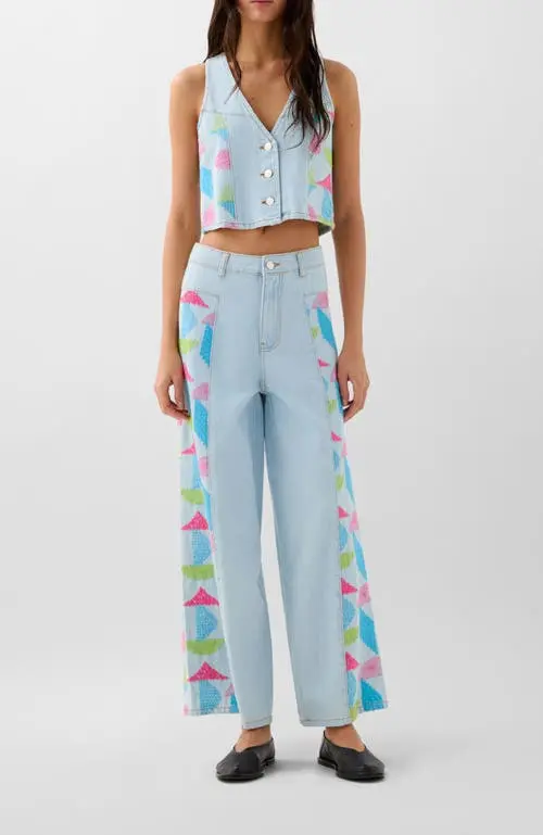 SCALPERS Embroidered Denim Culotte Trousers
