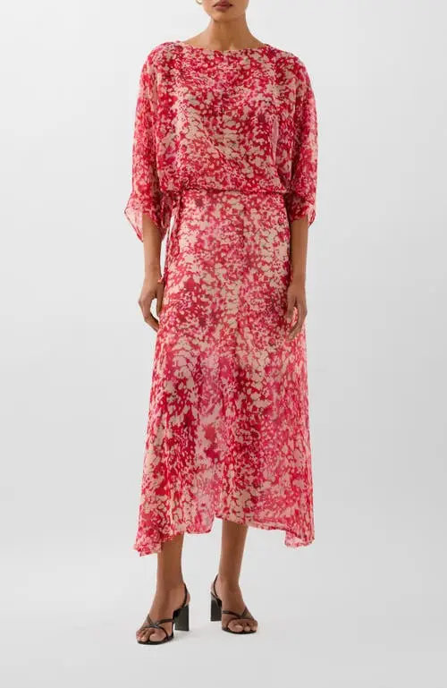 SCALPERS Printed Midi Skirt - Raspberry