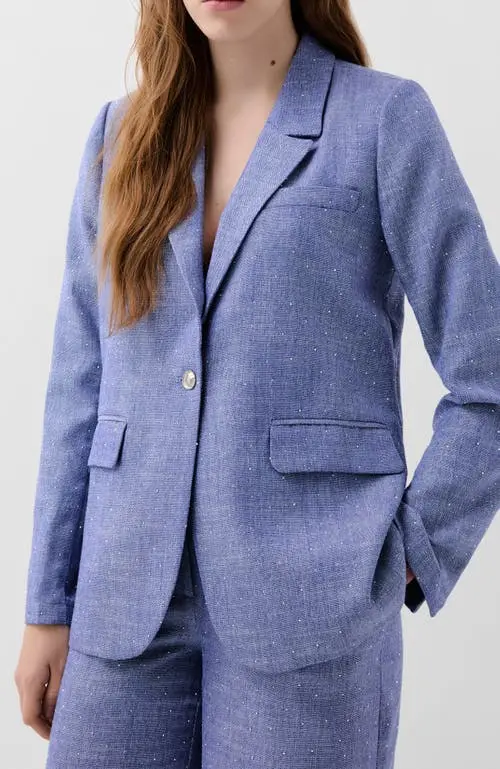 SCALPERS Linen-blend Blazer With Rhinestone Details - Indigo