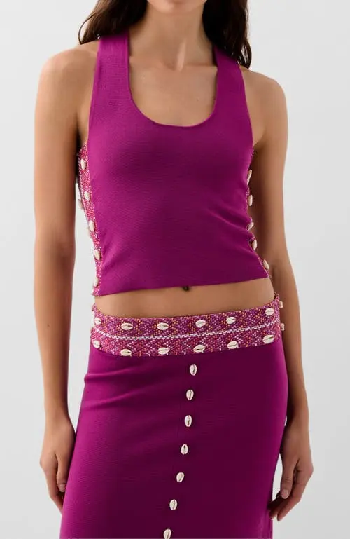 SCALPERS Shell Knit Halter Top - Purple