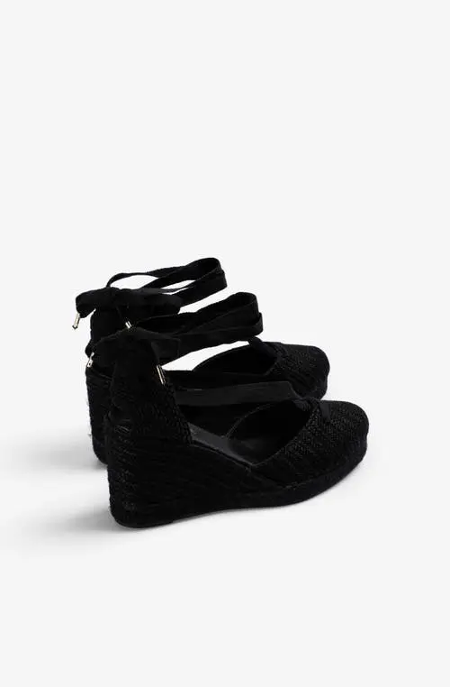 SCALPERS Espadrille Wedge Sandals With Ankle Tie