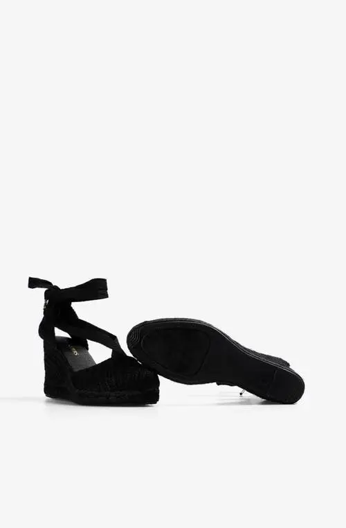 SCALPERS Espadrille Wedge Sandals With Ankle Tie