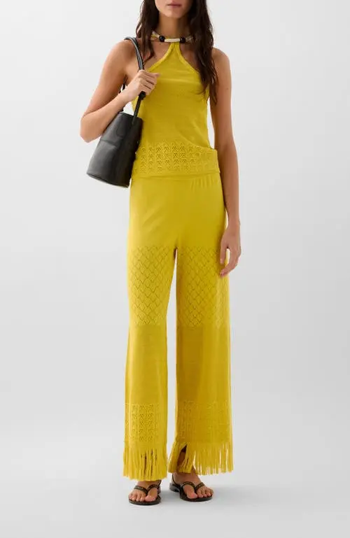 SCALPERS Pointelle Knit Top - Yellow