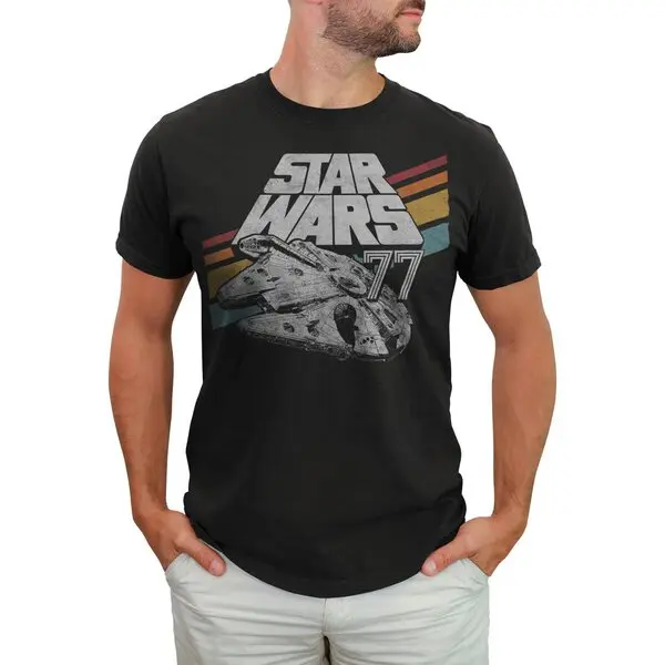 STAR WARS Retro 77 Millennium Falcon Stripes Graphic Tee - Black