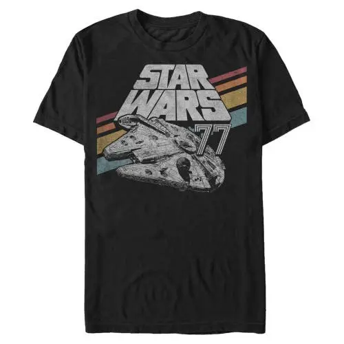 STAR WARS Retro 77 Millennium Falcon Stripes Graphic Tee - Black