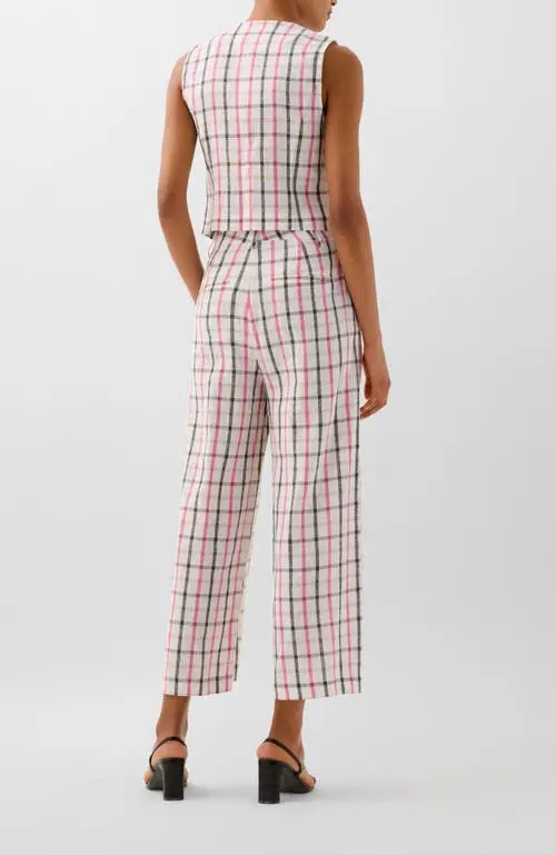 SCALPERS Linen Cotton Vichy Check Cropped Trousers