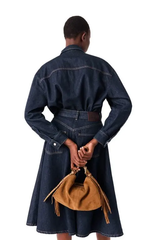 Maje Denim Shirt With Bow Detail - Navy