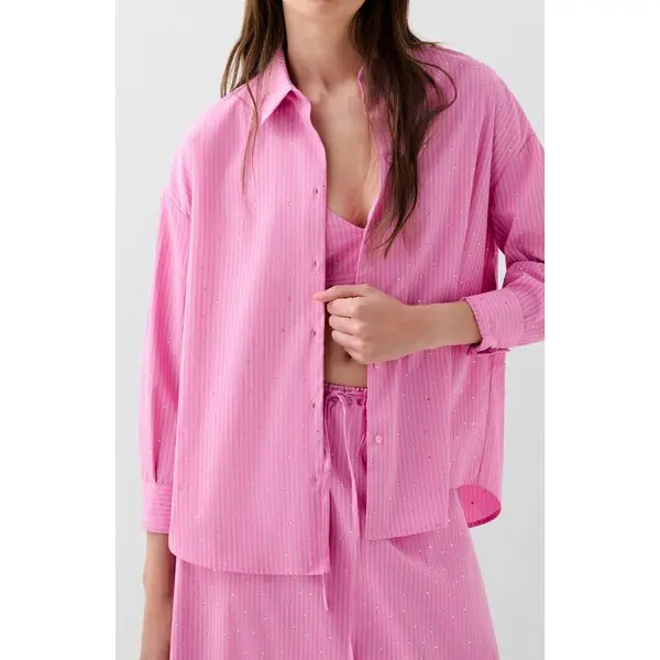 SCALPERS Strass Set Shirt - Pinkstripes