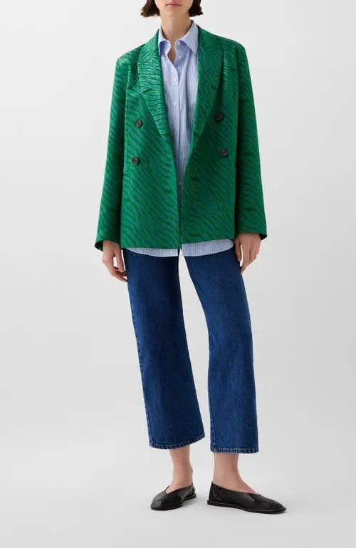 SCALPERS High-waisted Relaxed Fit Denim Pants With Animal Print Detail - Indigo