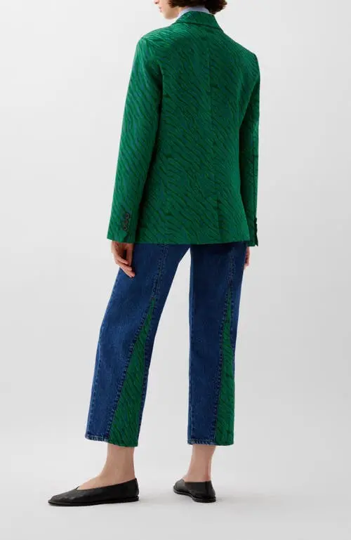 SCALPERS High-waisted Relaxed Fit Denim Pants With Animal Print Detail - Indigo