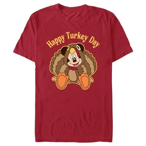 MICKEY & FRIENDS Happy Turkey Day Graphic T-shirt - Cardinal