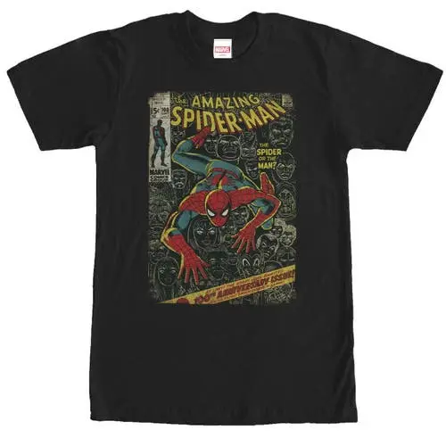 MARVEL Spider-man Comic Book Anniversary Short Sleeve Graphic T-shirt - Black