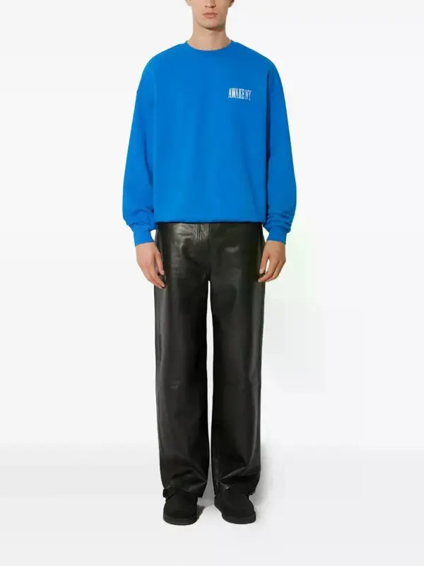 AWAKE NY Embroidered Crew-neck Sweatshirt - Blue