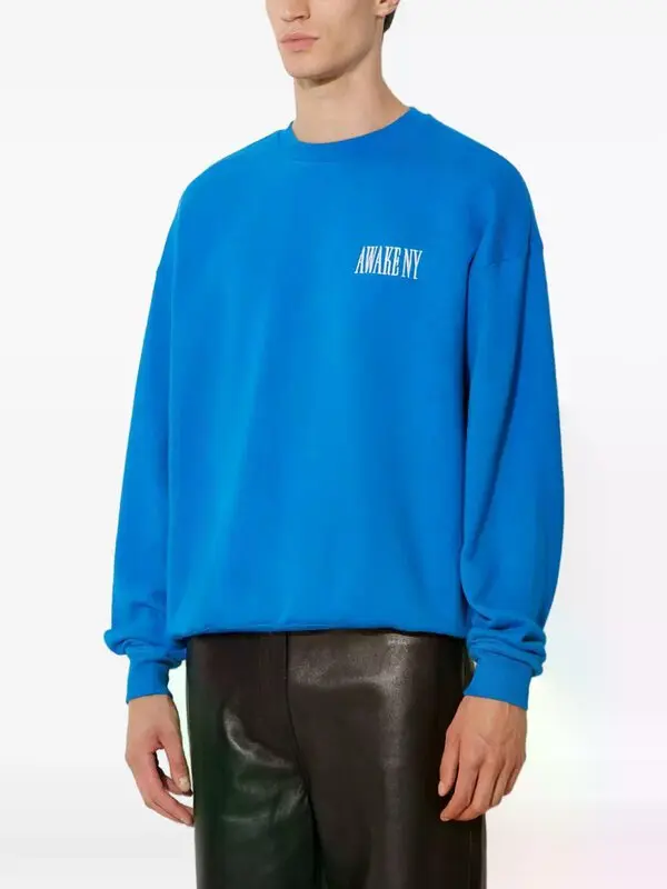 AWAKE NY Embroidered Crew-neck Sweatshirt - Blue