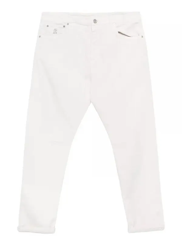 Brunello Cucinelli Logo-plaque Five-pocket Jeans - White