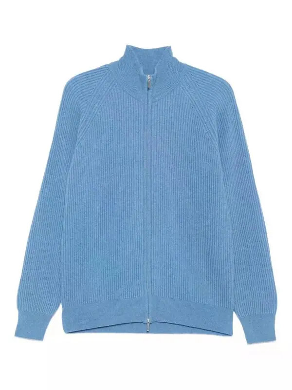 BARBA NAPOLI Ribbed Zip-up Cardigan - Blue