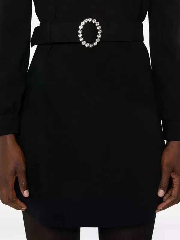 Saint Laurent Embellished-belt Mini Dress - Black
