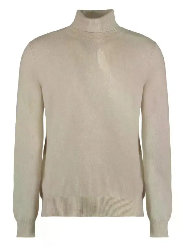 MOORER Ribbed Turtleneck Pullover - Neutrals
