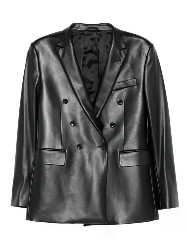 REVERES 1949 Double-breasted Leather Jacket - Black